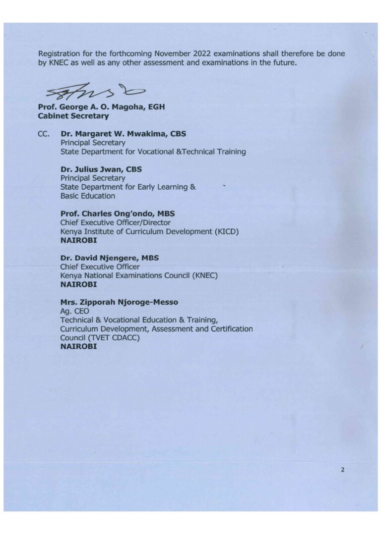 FUNTIONS OF TVET-CDACC TRANSFERRED TO KNEC AND KICD – easytvet.co.ke